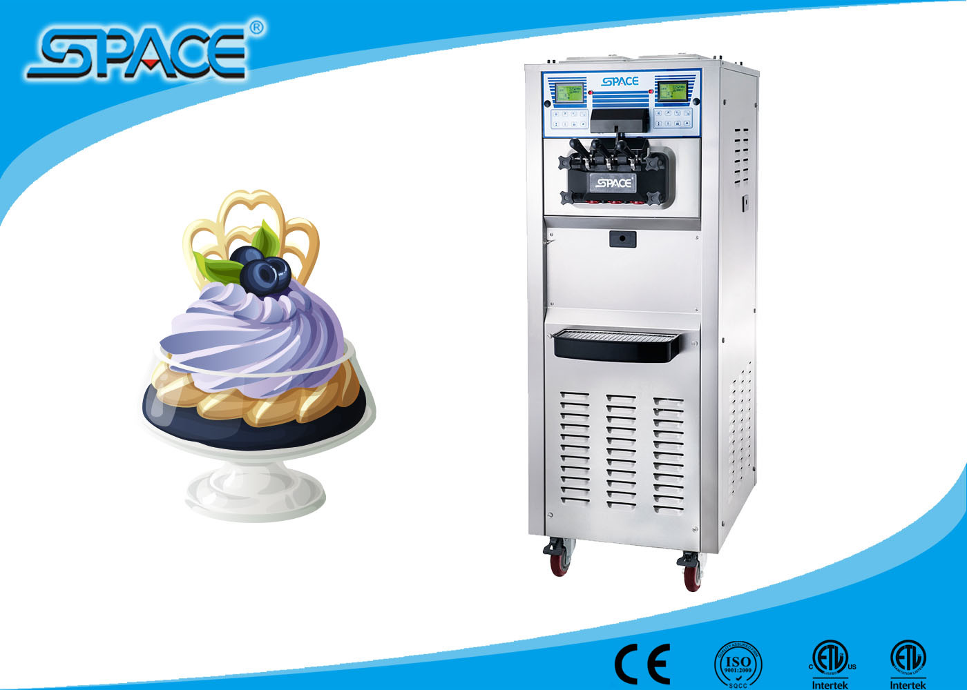 50 L/H Commercial Ice Cream Making Machine High Output CE ETL Certificate